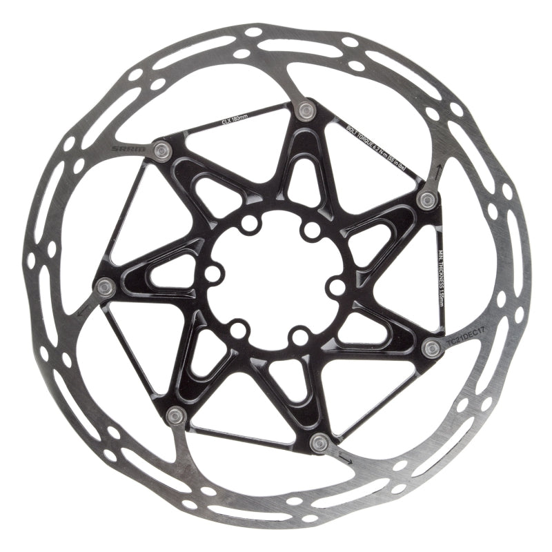 SRAM Centerline X Disc Brake Rotor - 180mm 6-Bolt Ti Bolts Silver/Blac ...