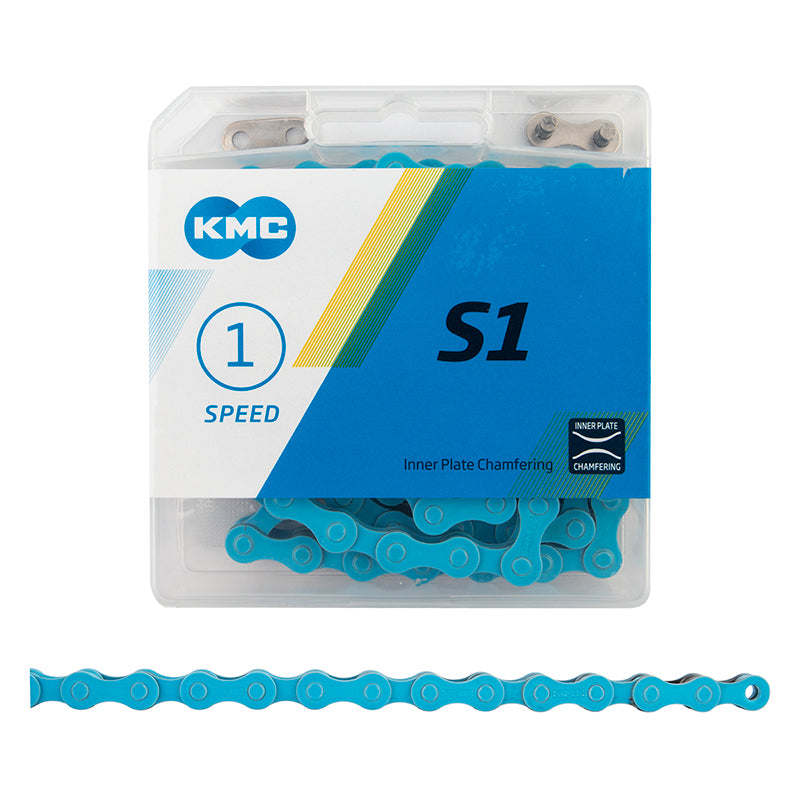 KMC S1 Chain Speed: 1 1/8 Links: 112 Baby Blue – Seattle Electric Bike