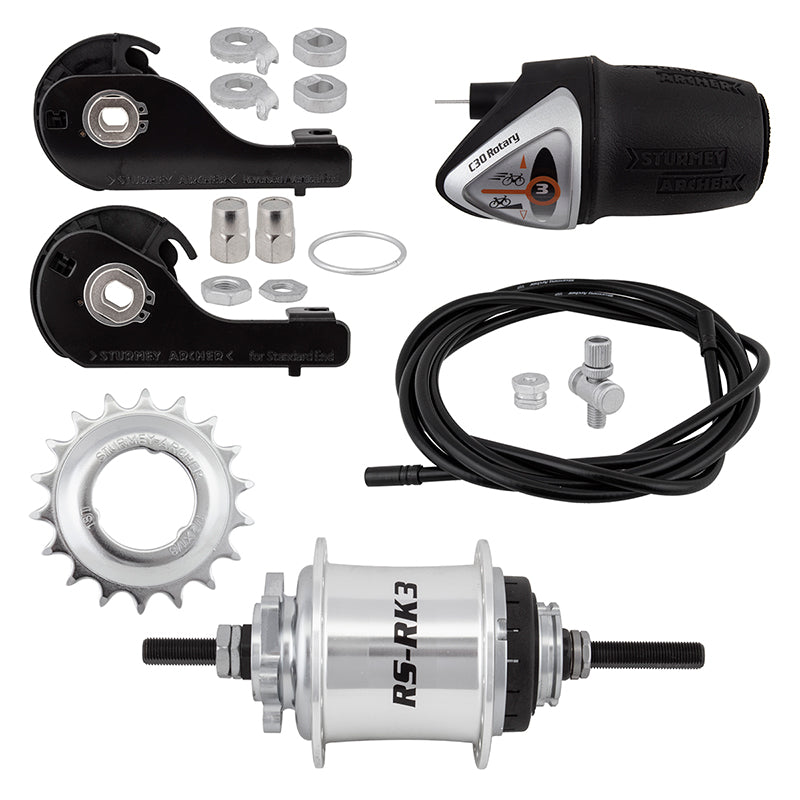 Sturmey Archer RS-RK3 3 Speed Hub: 32H 135OLD 6-Bolt Disc Silver ...