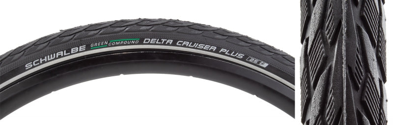 Schwalbe Delta Cruiser Plus Hybrid Tire 700x32C Wire Clincher GreenCom ...