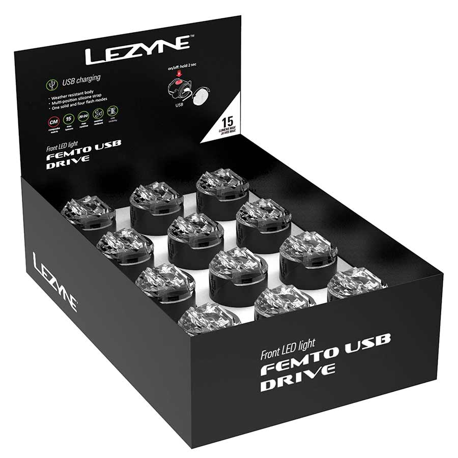 Lezyne Femto USB Drive Lights Display Box Front – Seattle Electric Bike